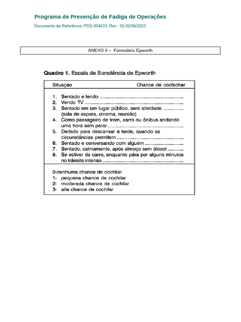 PGS-004633 - 02 - Anexo II - Formulário Epworth | PDF | Computadores ...