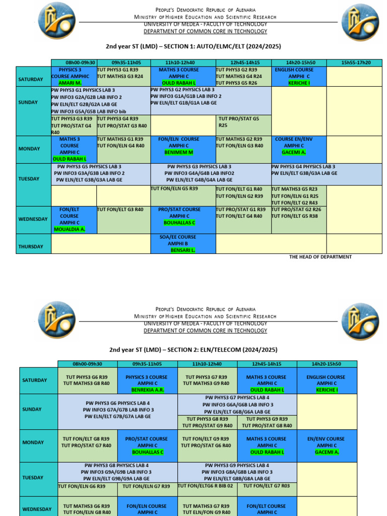 Time Schedule l2 LMD - s1 03-10-2024 | PDF