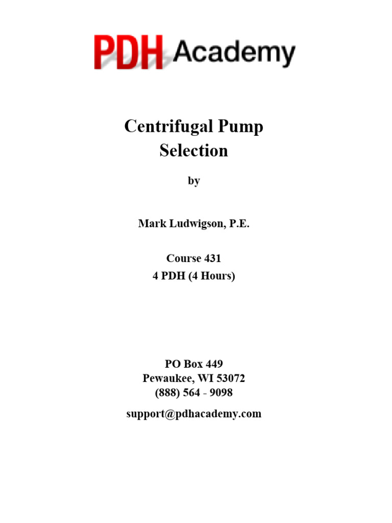 431 Centrifugal Pump Selection | PDF | Pump | Flow Measurement