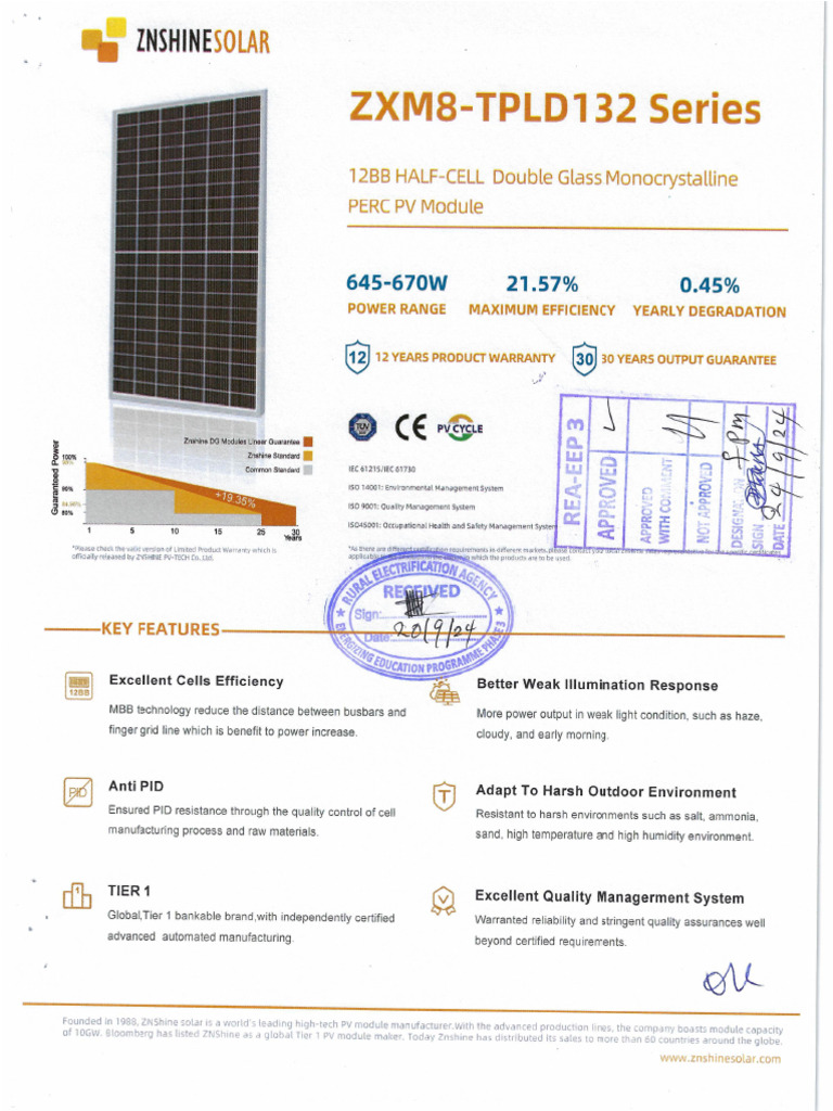 PV Module Mauel For Zshine Solar For Lot4 | PDF
