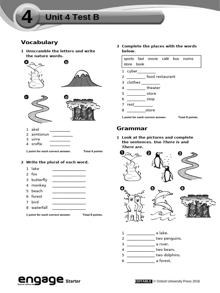 Engage Starter Unit 4 Test B | PDF | Linguistics