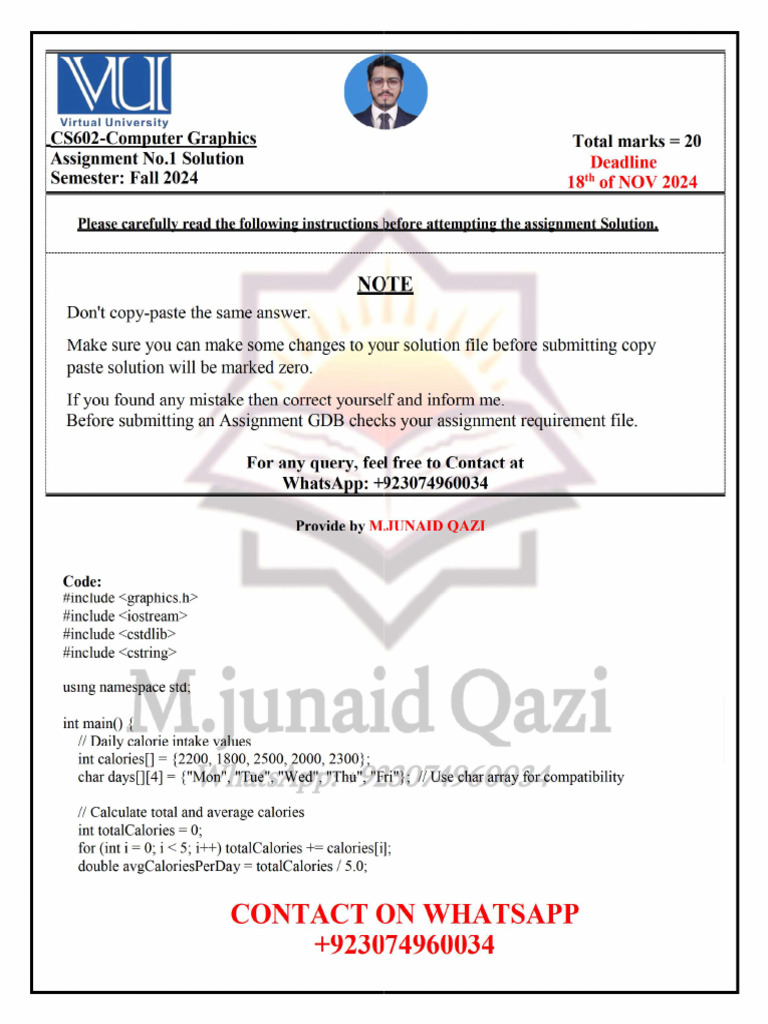 CS602-Assignment 1 Solution Fall 2024 by M.junaid Qazi | PDF