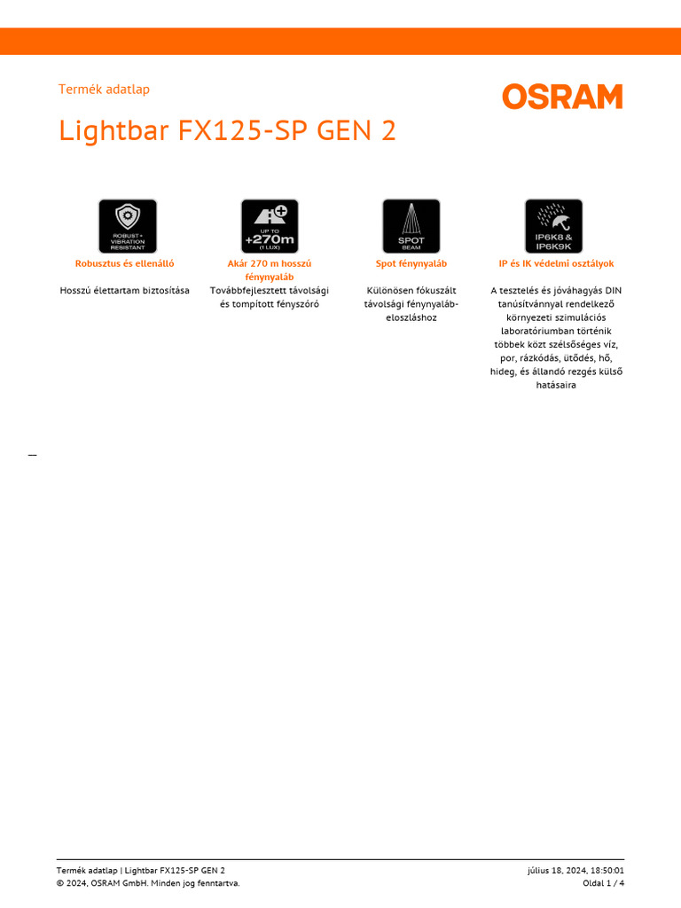 ZMP 4064742 Lightbar FX125-SP GEN 2 LEDDL128-SP-1 | PDF