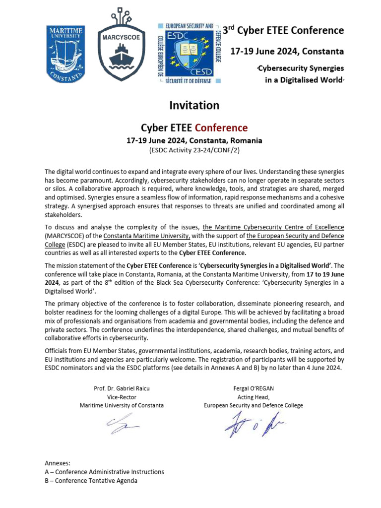 2024 Cyber ETEE Conference Invitation | PDF | Computer Security | Security