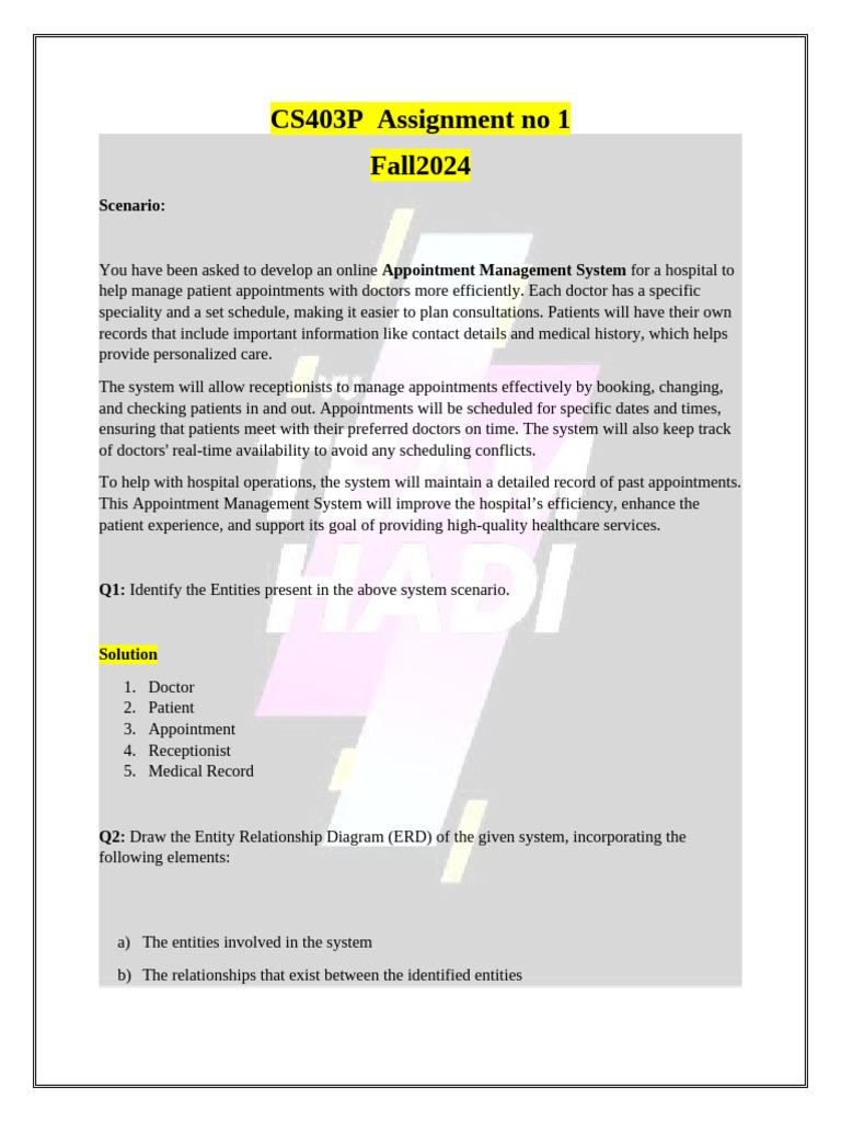 CS403P Assignment No 1 Fall2024 | PDF