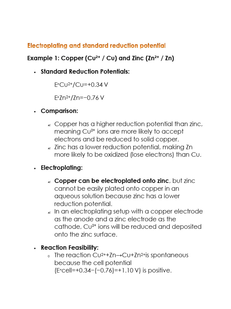 Electroplating and Standard Reduction Potential | PDF | Redox ...