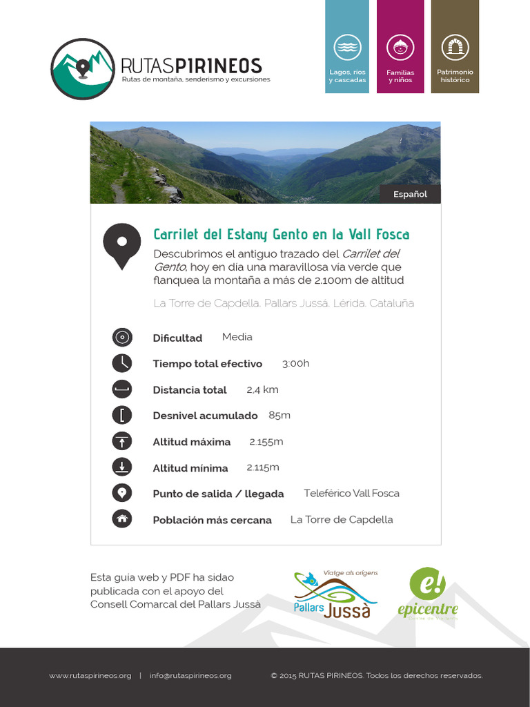 RUTAS PIRINEOS Carrilet Estany Gento Vall Fosca - Es | PDF
