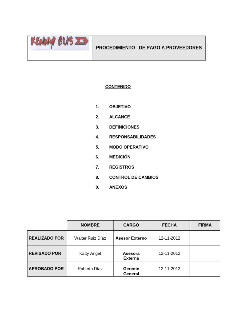 Procedimiento de Pago a Proveedores | PDF | Cheque | Contabilidad