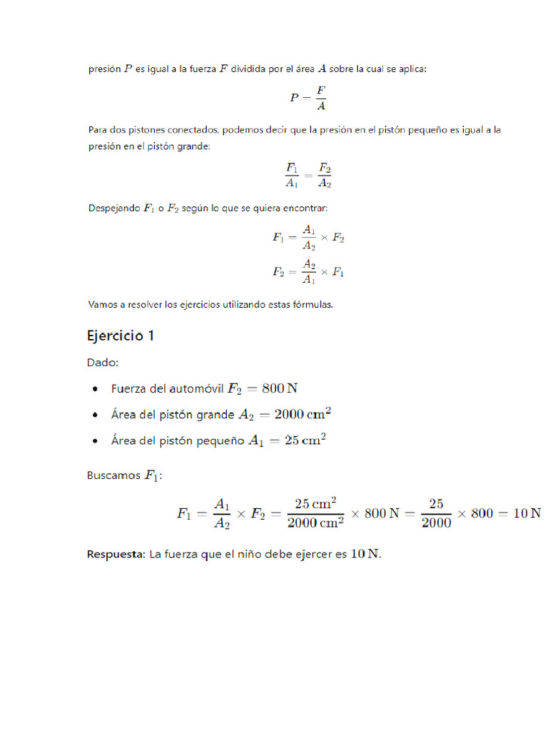 Ejercicios Resueltos Ley de Pascal | PDF