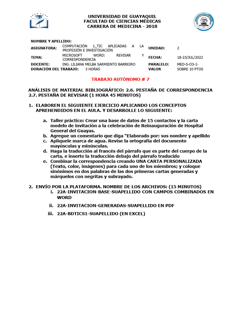 22a-Lmsb Trabajo-07 Tics1 3 Horas Online | PDF