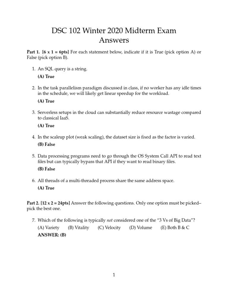 Sample Midterm 1 Answers | PDF | Computer Data Storage | Computing