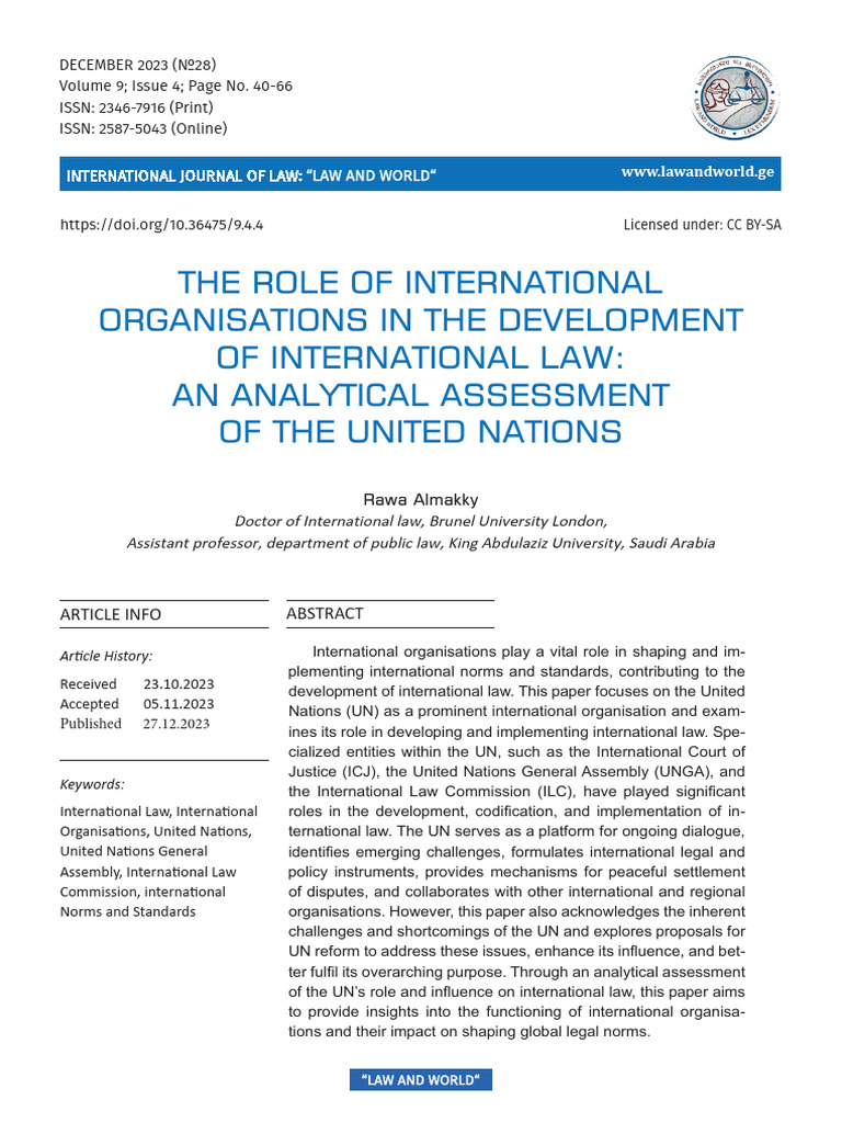 The Role of InternatÄ Onal Organizations in The Development of ...
