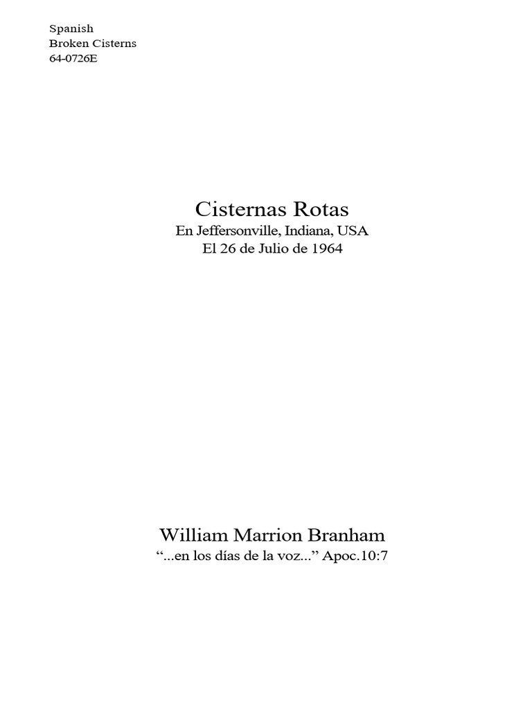 Cisternas Rotas WMB SENCILLO 64-0726E | PDF | espíritu Santo | Oración