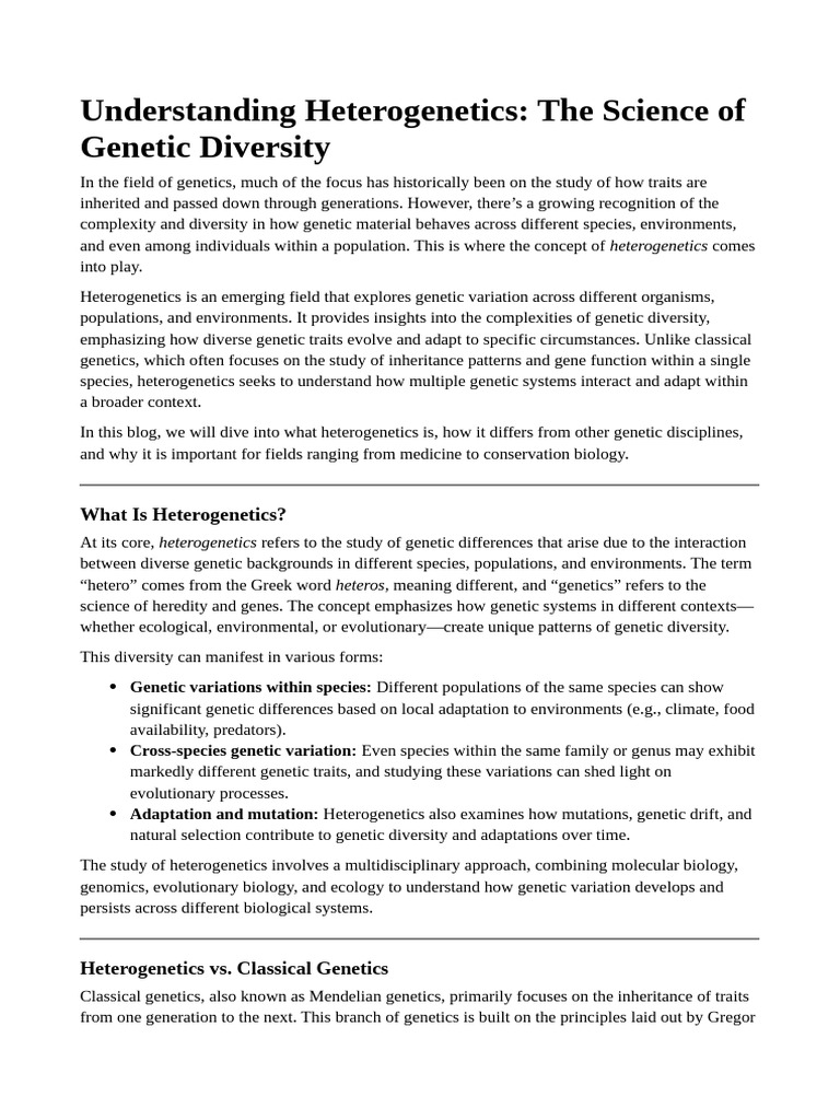 Understanding Heterogenetics | PDF | Genetics | Evolution