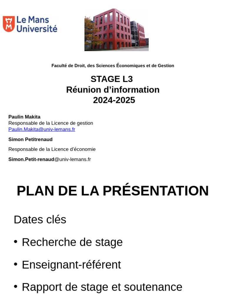 Réunion Informations Stages 2024 | PDF | Évolution de carrière