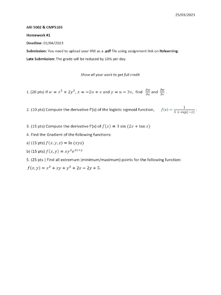 HW#1 - Optimization AI | PDF