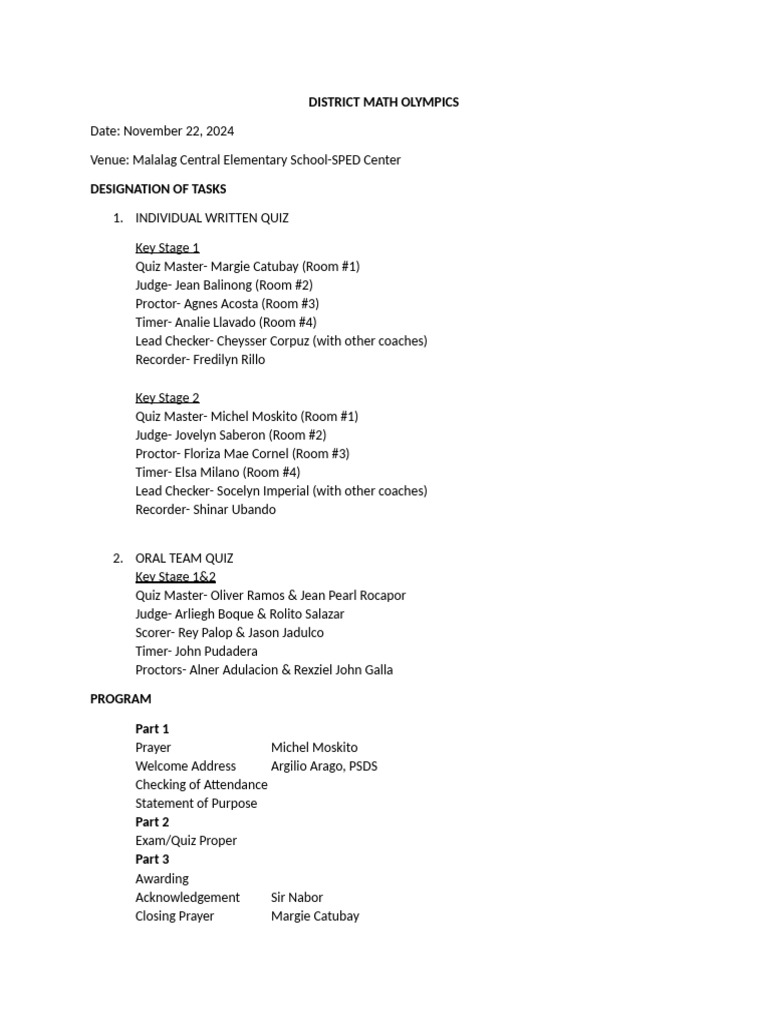 District Math Olympics | PDF