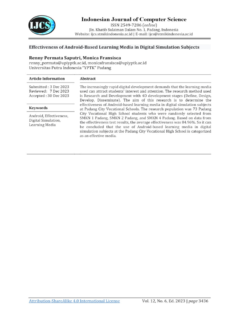 View of Effectiveness of Android-Based Learning Media in Digital Simulation Subjects | PDF