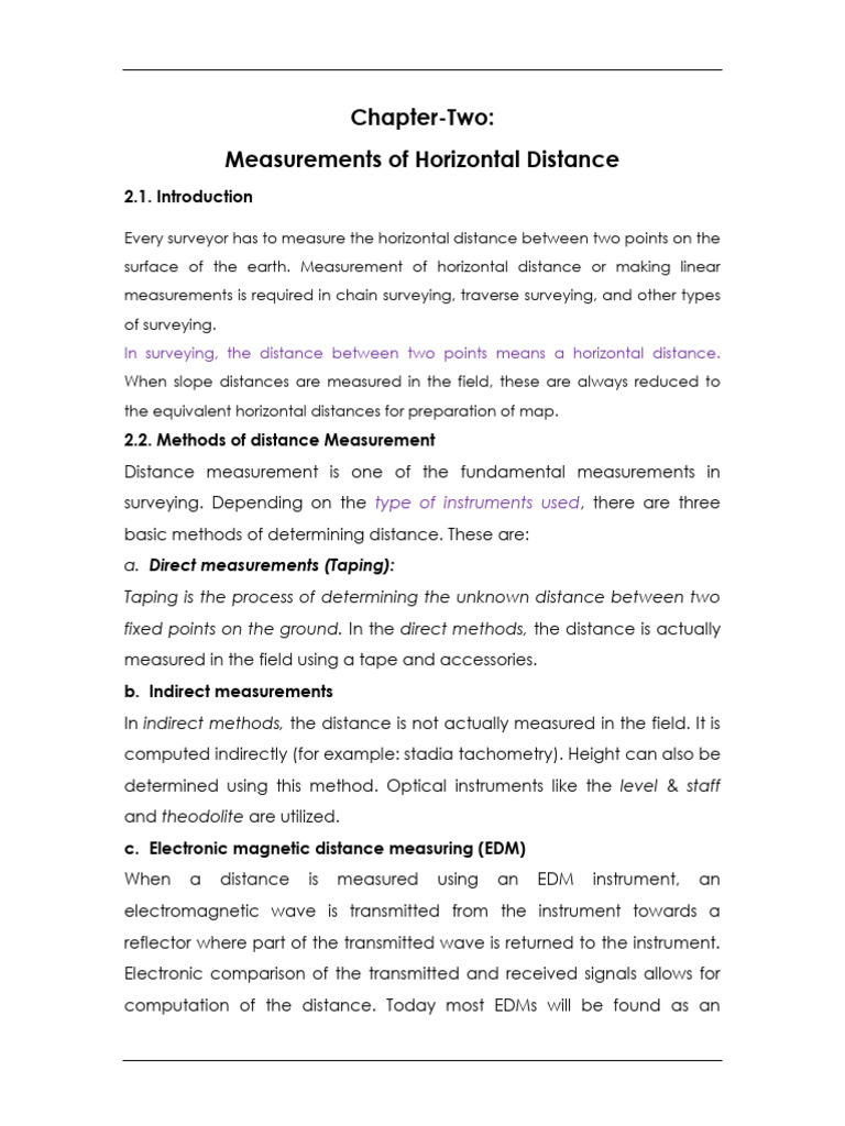 Ch#2 Measurement of Horizontal Distance | PDF | Surveying | Observational Error