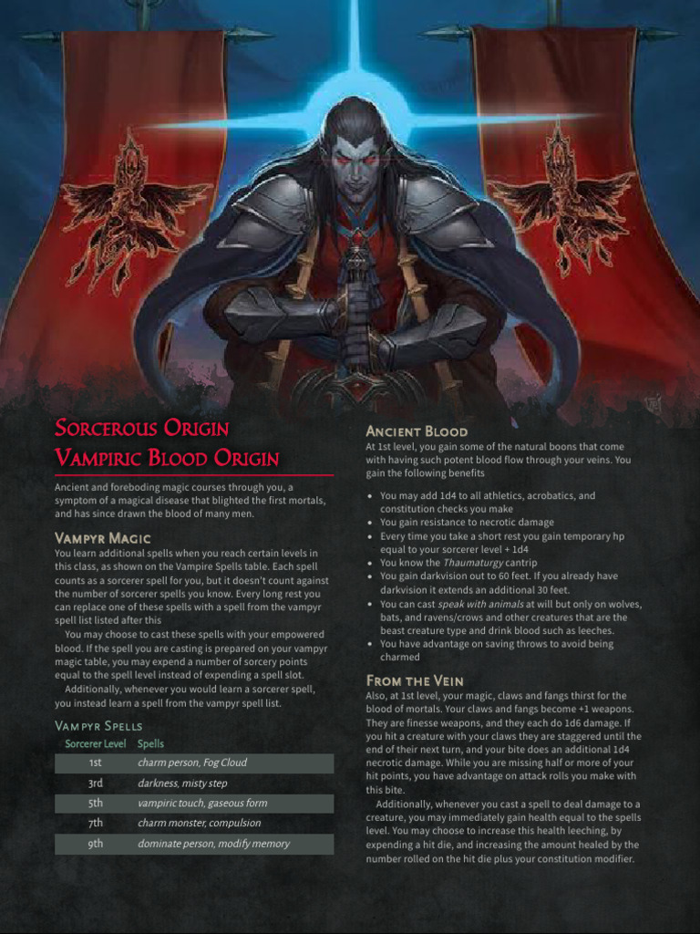 Vampiric Origin Sorcerer v.3 | PDF | Vampires | Blood