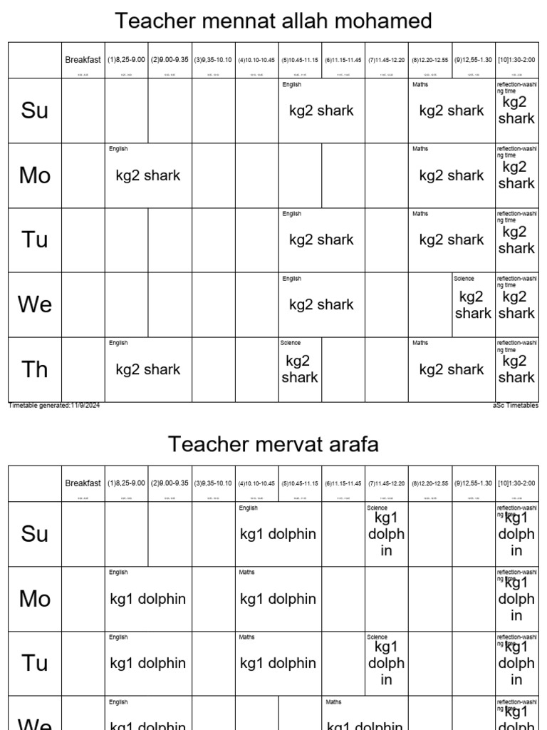 New Schedule Teachers | PDF
