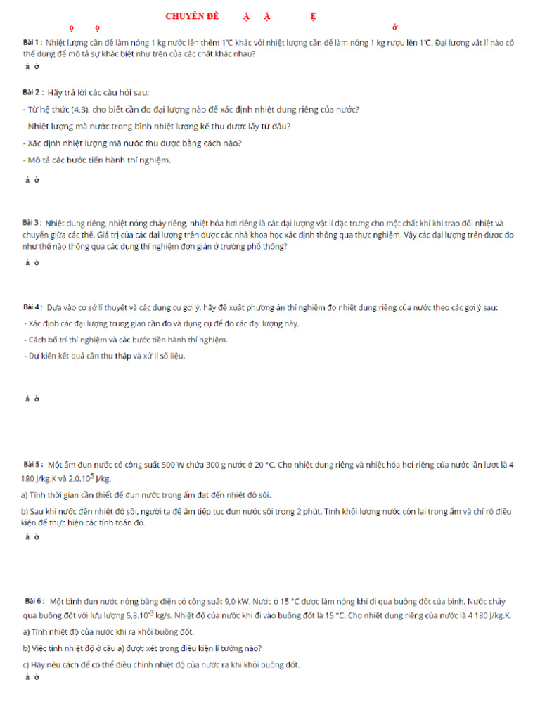 Chuyen de On Tap Vat Ly Nhiet 1 - Trinh Bay | PDF