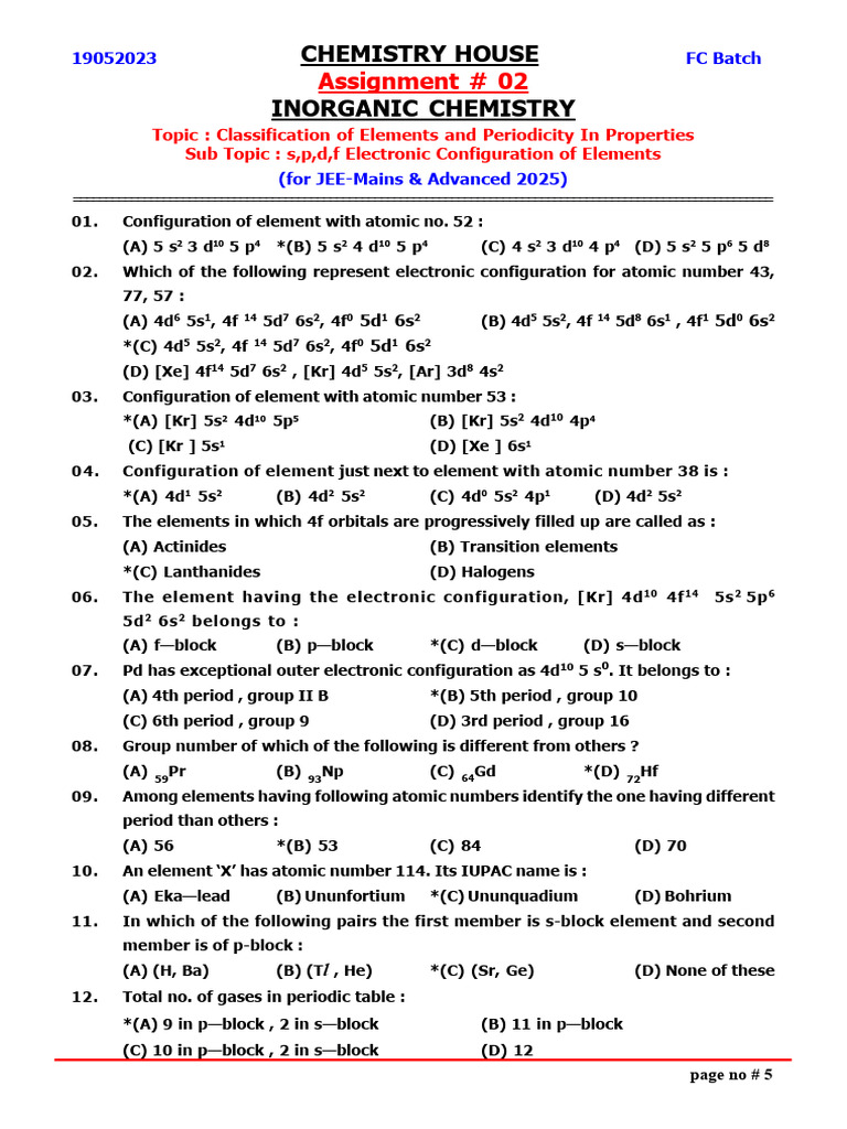 Answer Assignment 02 Periodic Table (25-09-2024) - 240925 - 222117 ...