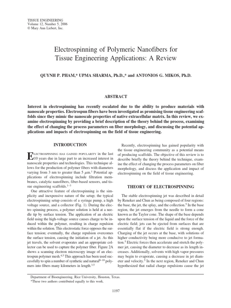Electrospinning of Polymeric Nanofibers | PDF | Tissue Engineering | Extracellular Matrix