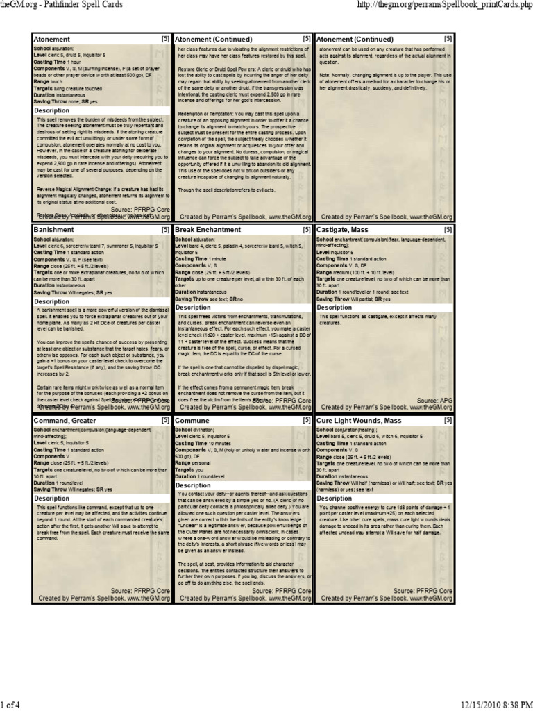Inquisitor Spell Level 5 | PDF