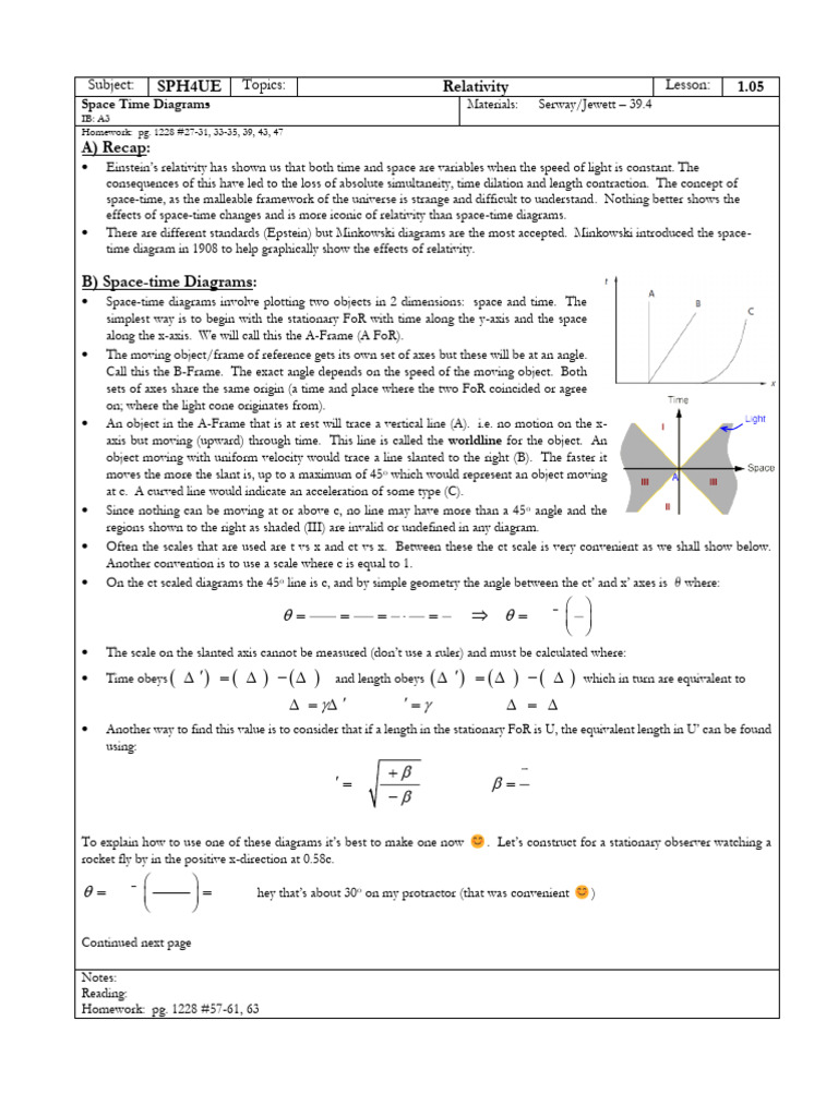1.05 Space Time Diagrams | PDF | Spacetime | Special Relativity