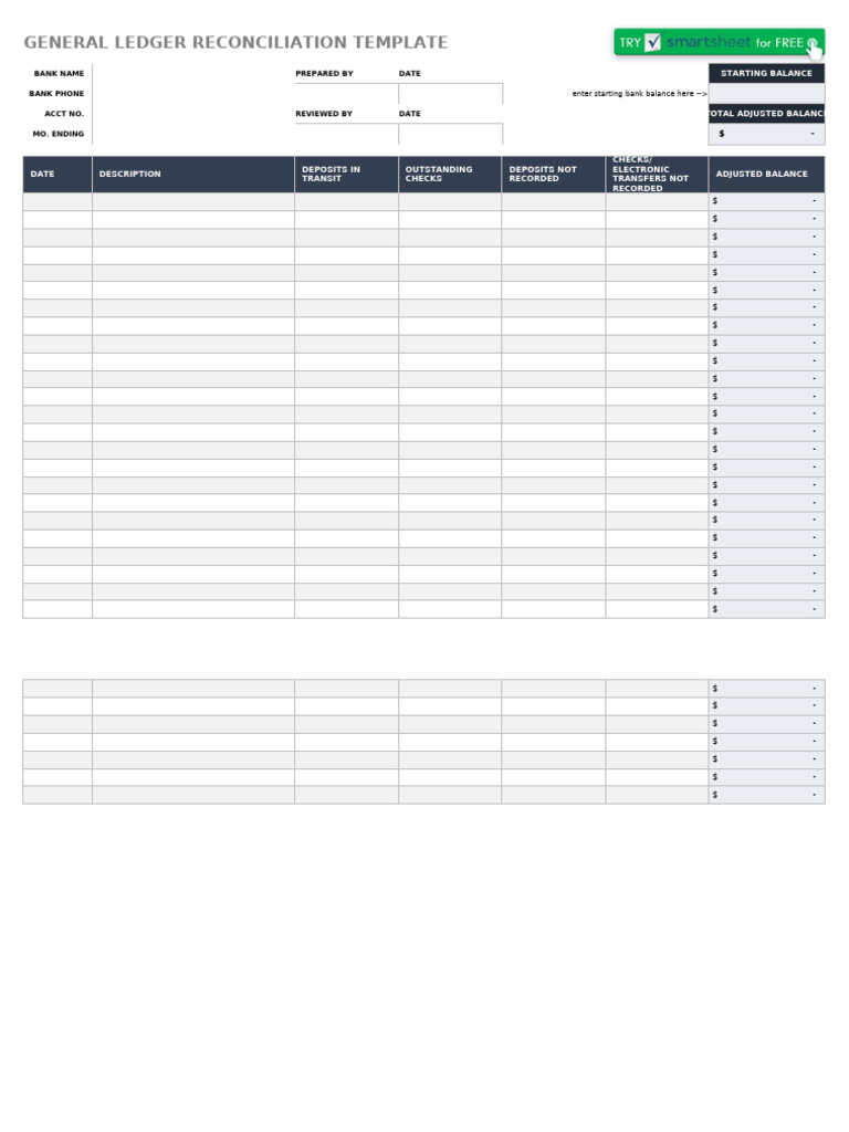 General Ledger Reconciliation Template | PDF