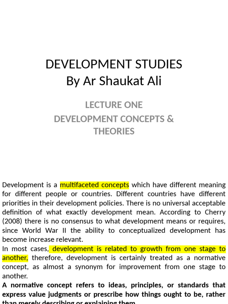 Development Studies - PPTX New | PDF | Modernization Theory | Poverty
