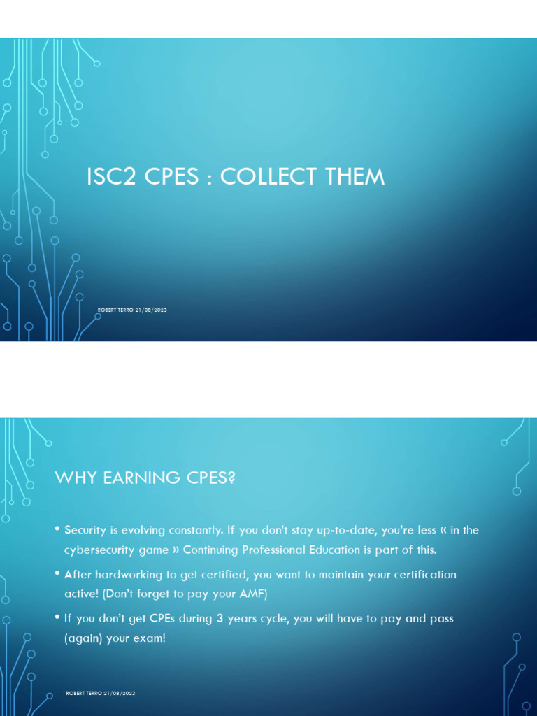 ISC2 CPEs: Earning and Requirements Guide | PDF