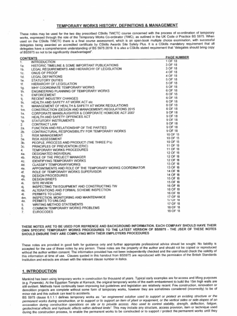 IstructE - Temporary Works Design Course 2019 | PDF