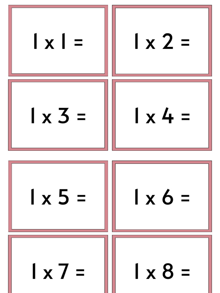 1x Times Tables Multiplication Flashcards | PDF