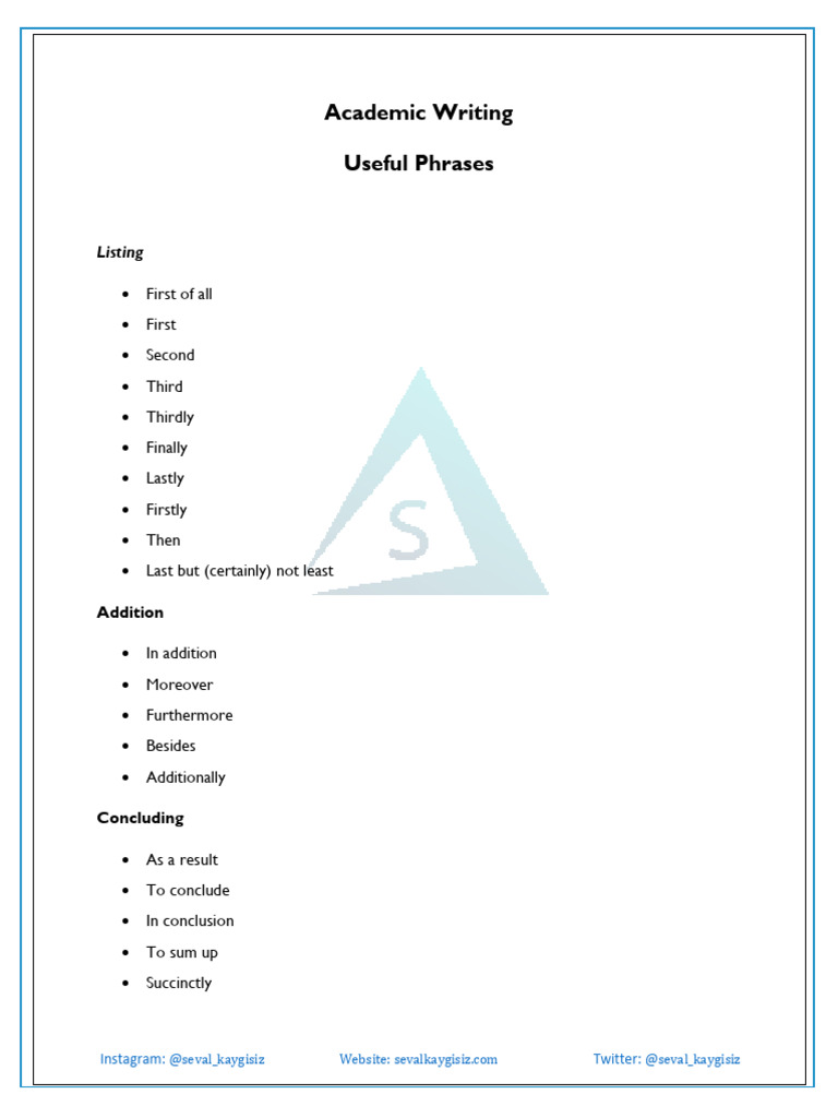 Useful Phrases For Academic Writing | PDF | Self-Improvement