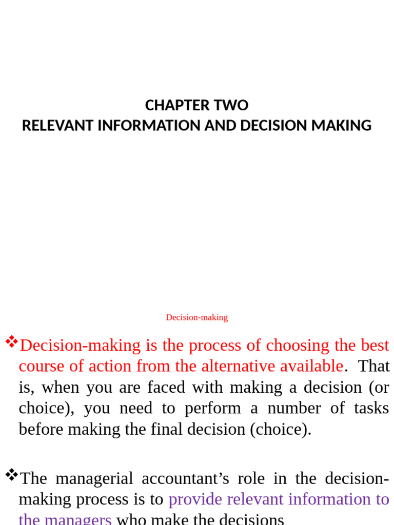 Chapter 2 Decision Making | PDF | Expense | Opportunity Cost