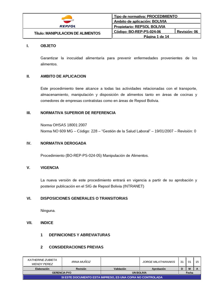 00 - (BO-REP-PS-024-06) Procedimiento Limpieza de Dispenser | PDF | Seguridad alimenticia ...