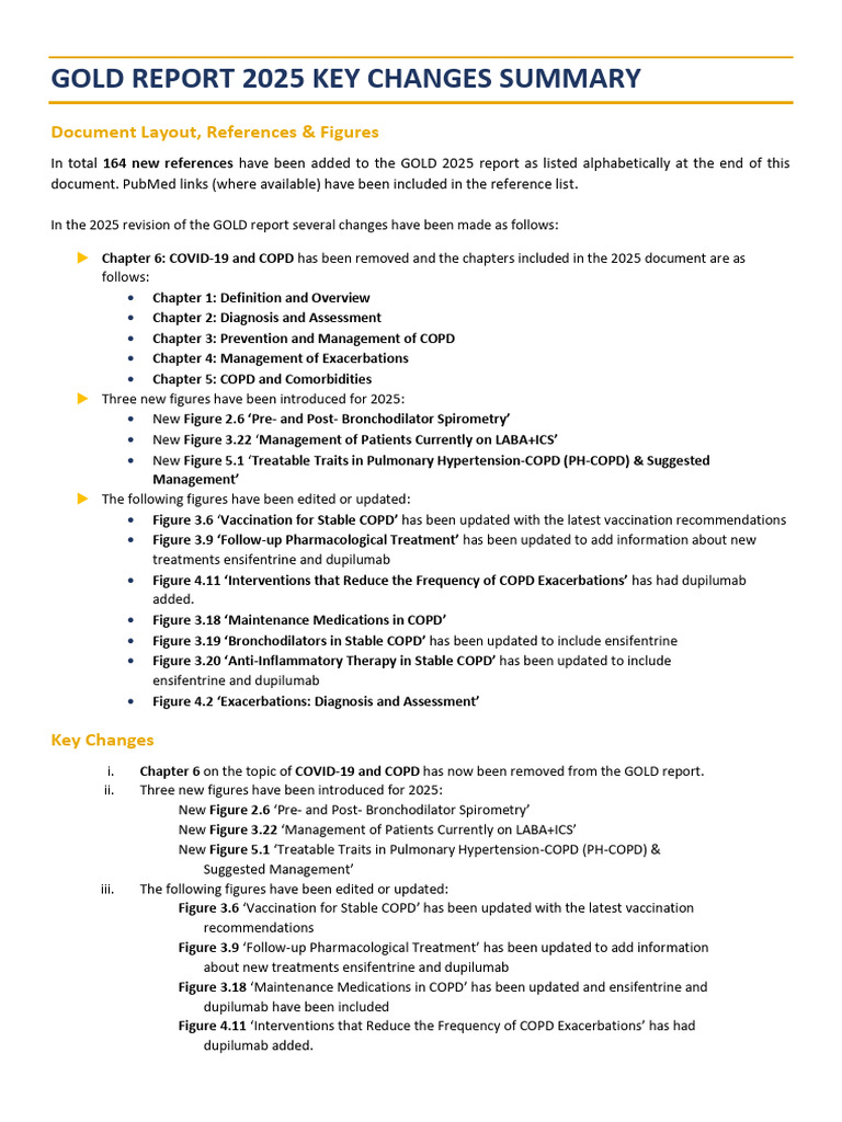 KEY CHANGES GOLD 2025 11nov2024 | PDF | Chronic Obstructive Pulmonary ...