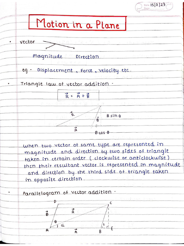 Motion in A Plane | PDF