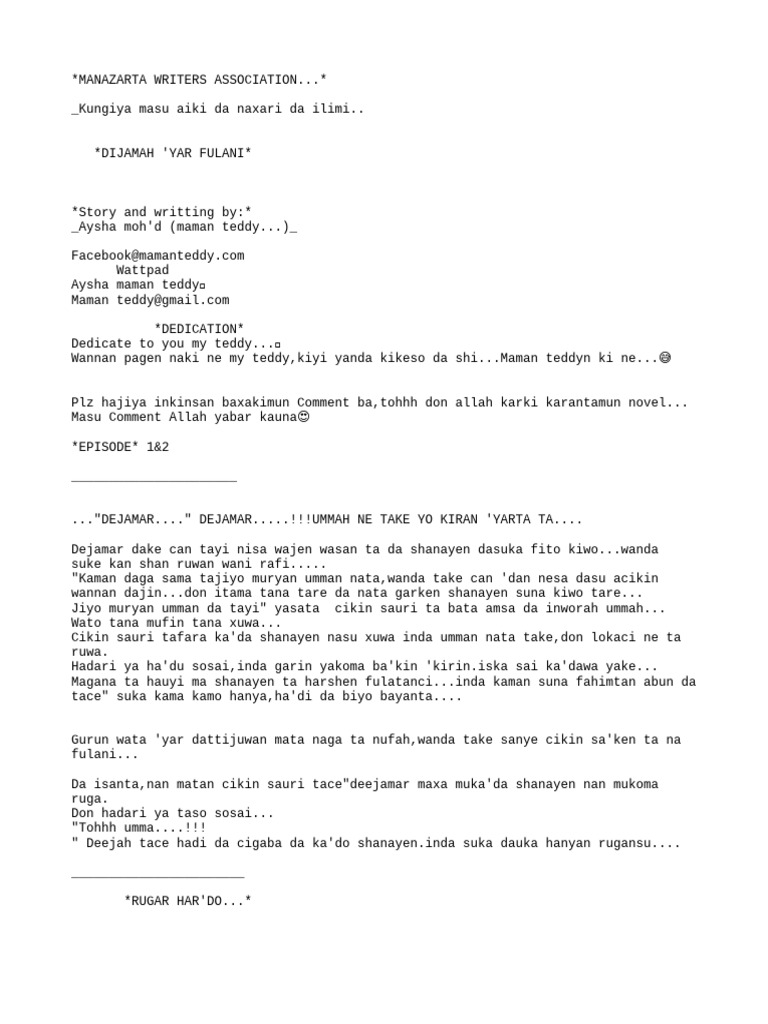 Dijama Ƴar Fulani Complt Book 1 by MMN Teddy-1 | PDF | Islamic ...