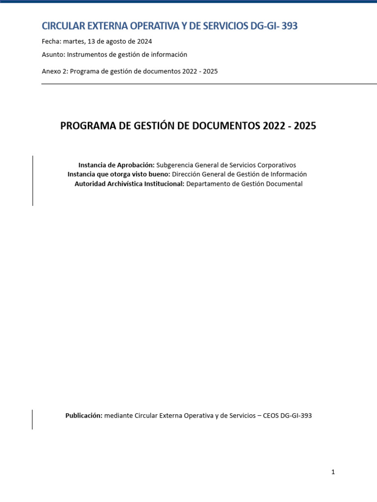 Programa Gestion Documental 2022 2025 | PDF | Gestión de registros | Planificación estratégica