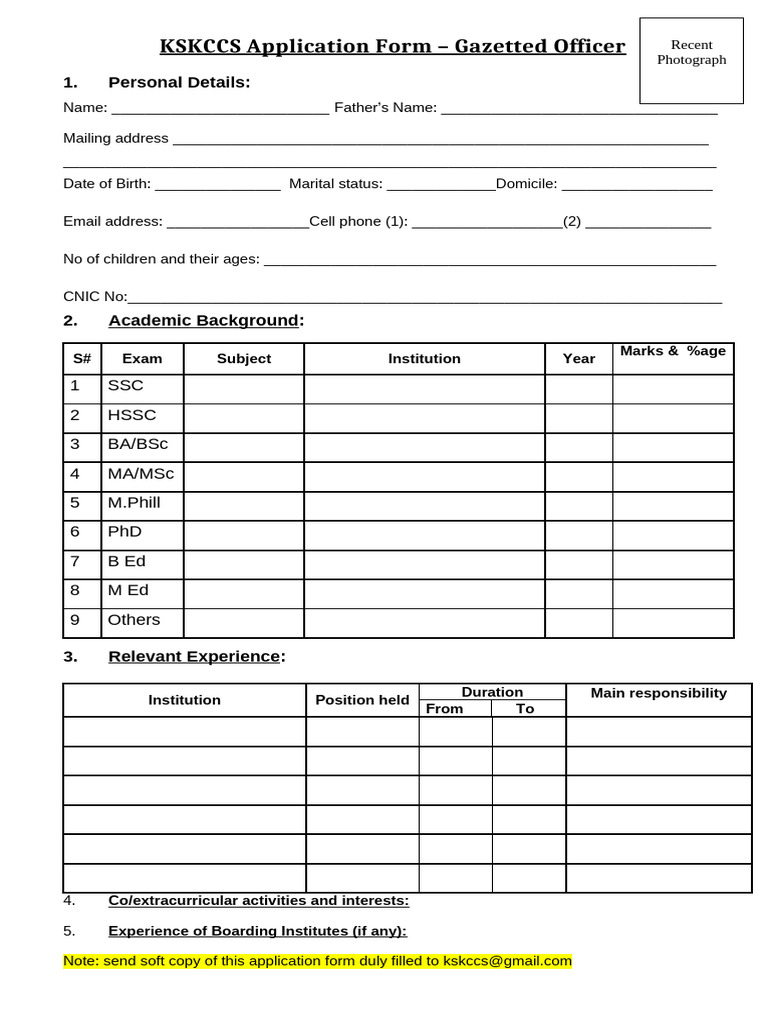 KSKCCS Faculty Application Form | PDF