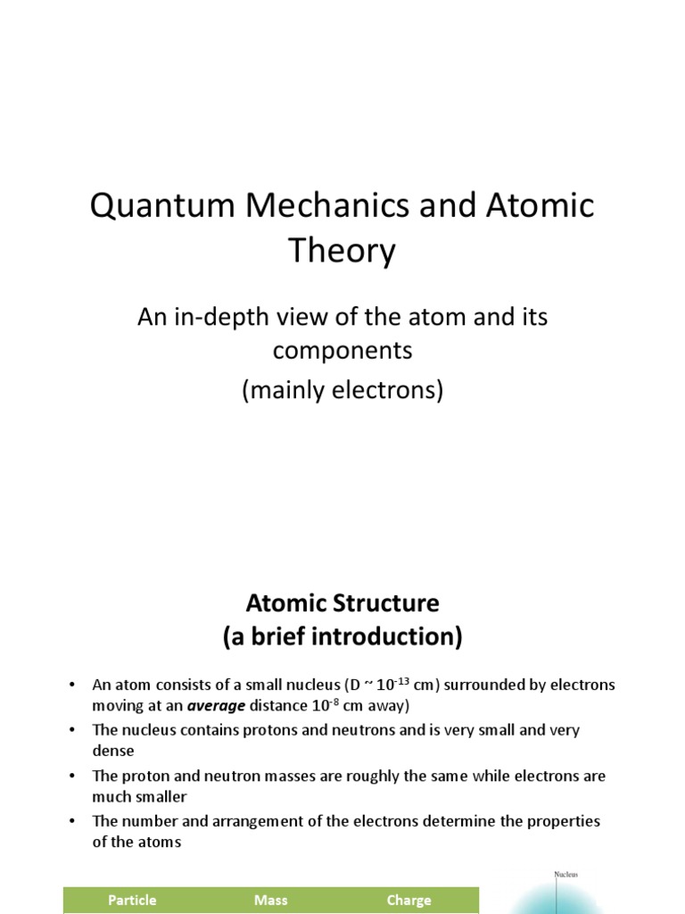 Quantum Mechanics and Atomic Structure | PDF | Electromagnetic ...