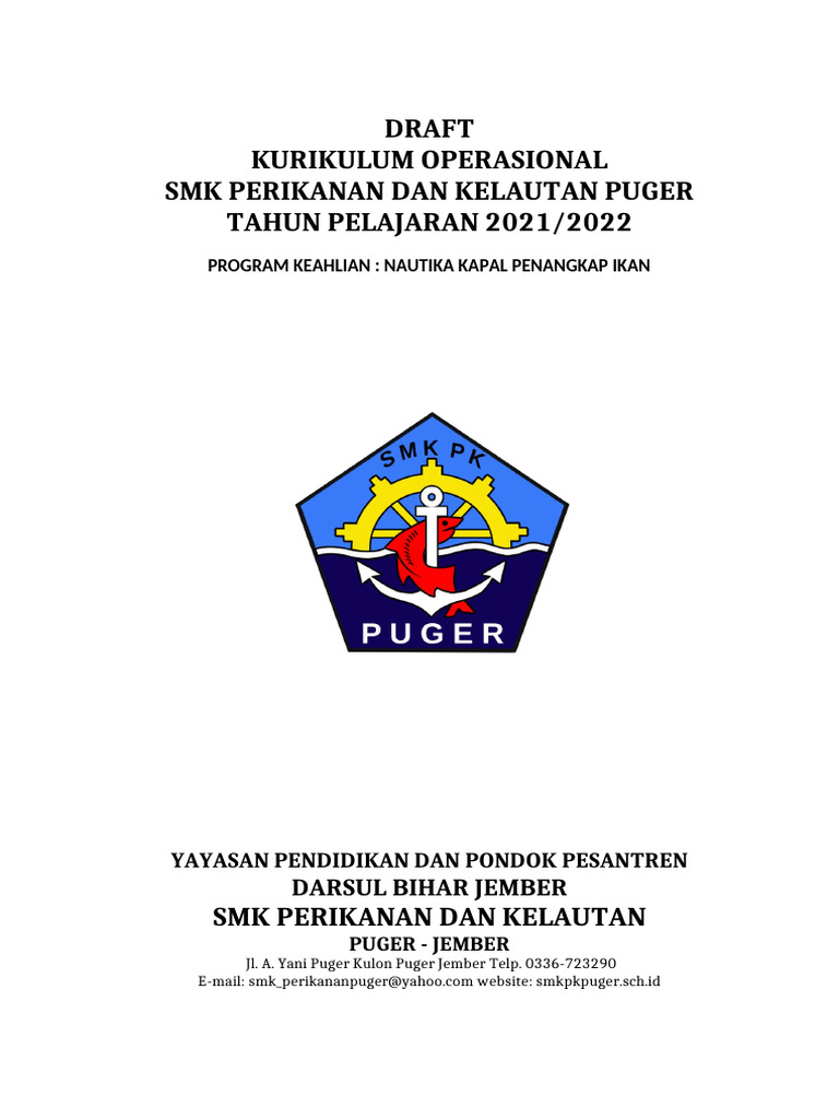 Draft KOS SMK PK NKPI - SMK Perikanan Dan Kelautan Puger | PDF | Sains & Matematika