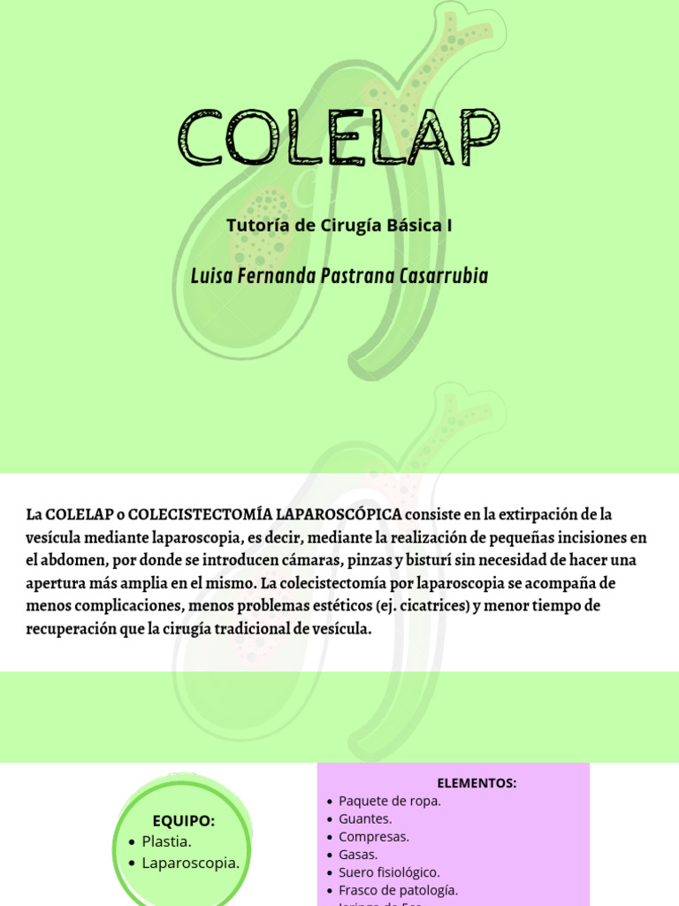 Procedimiento de Colelap: Técnica y Equipos | PDF | Procedimientos ...