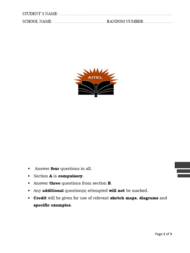 Geography 2 A Level Aitel 2024 | PDF