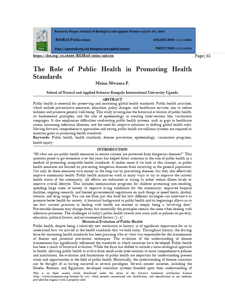 The Role of Public Health in Promoting Health Standards (WWW - Kiu.ac ...