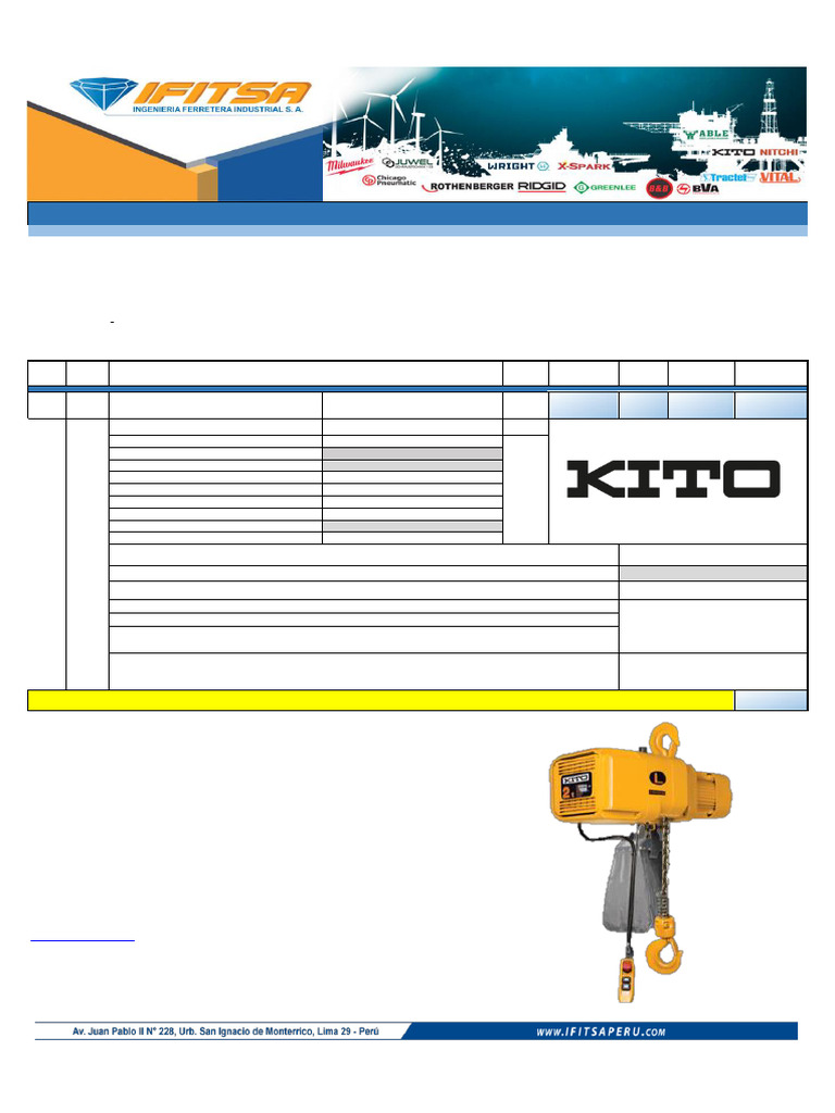 CT Marmolesgallos Kito 1ton 1velocidad Rápida | PDF
