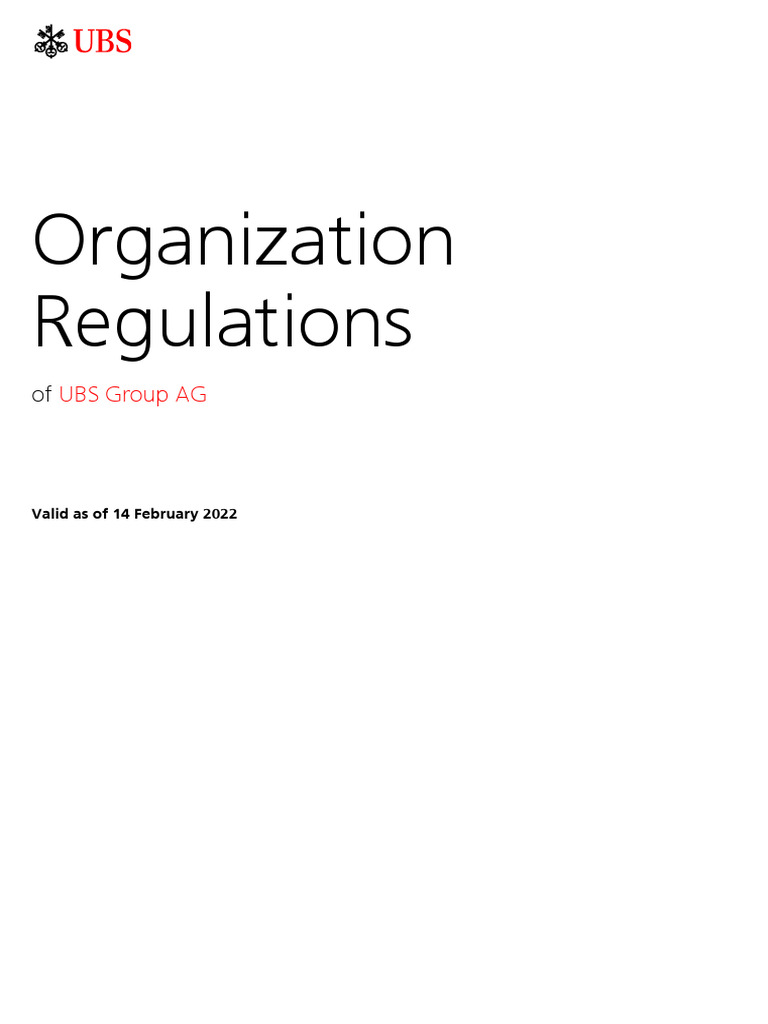 UBS Group AG Organization Regulations | PDF | Corporate Governance ...
